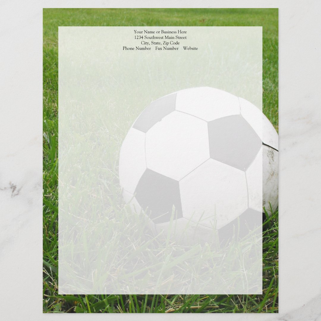 Soccer Ball in Grass Letterhead | Zazzle
