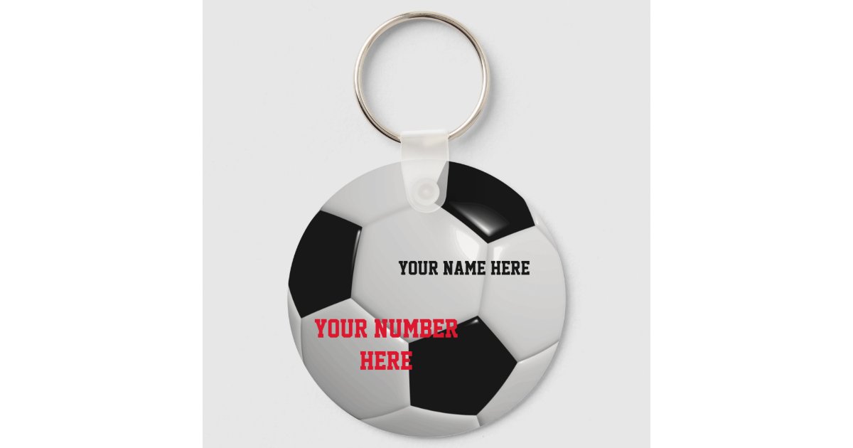 Soccer Ball Keychain Customize Your Name ID Tag | Zazzle
