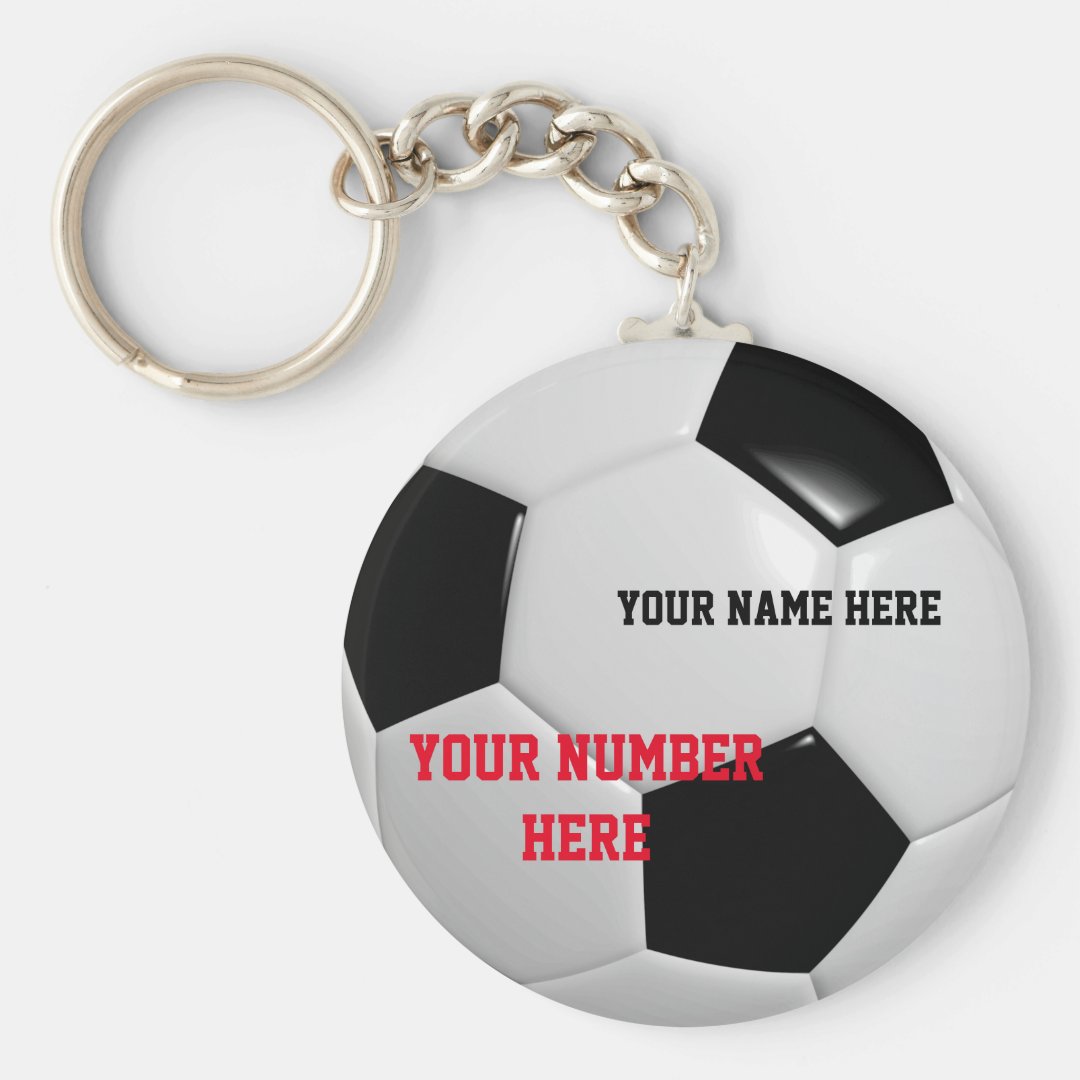 Soccer Ball Keychain Customize Your Name ID Tag | Zazzle