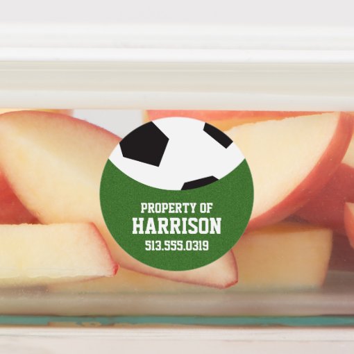 Soccer ball label with kid name | Zazzle