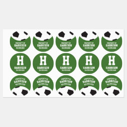 Soccer ball label with kid name | Zazzle