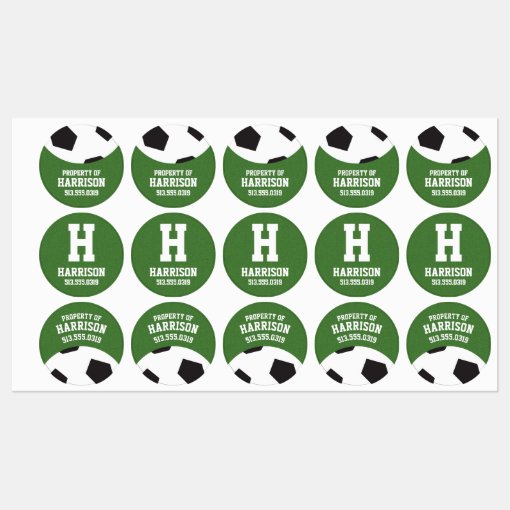 Soccer ball label with kid name | Zazzle