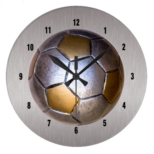 Soccer Ball Metallic Design Large Clock | Zazzle.com