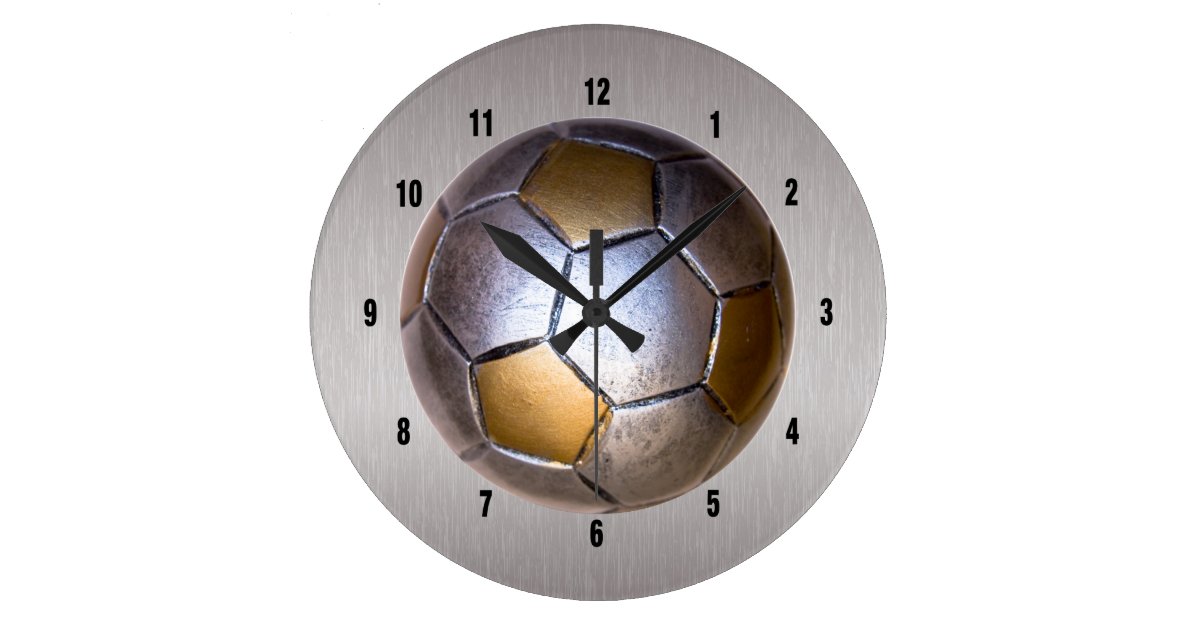 Soccer Ball Metallic Design Large Clock | Zazzle.com