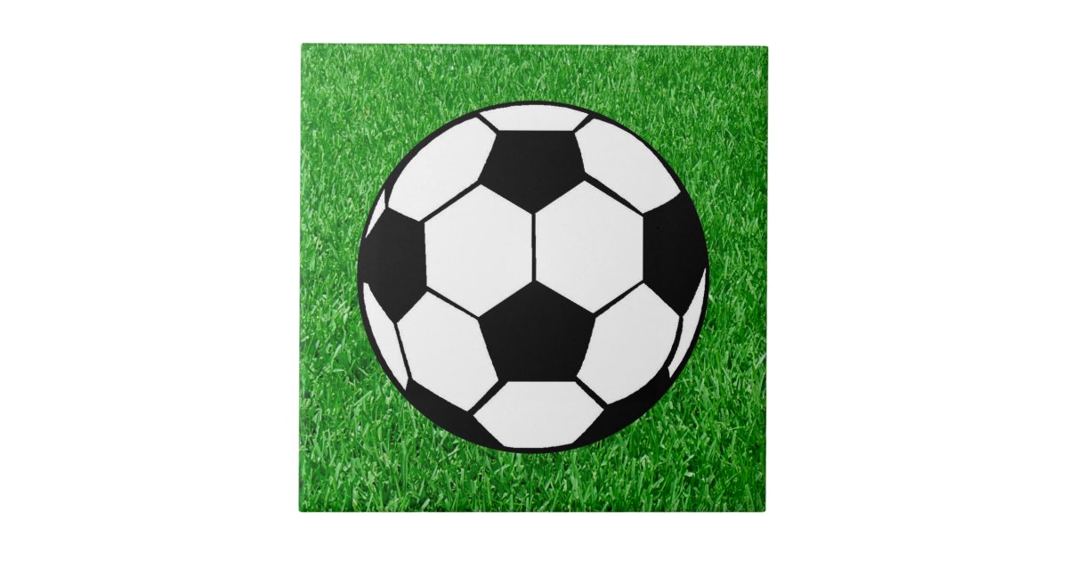 Soccer Ball On Lawn Ceramic Tile | Zazzle