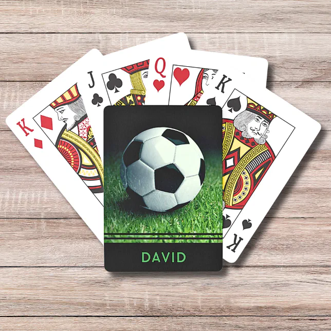 Soccer Ball Personalized Name Football Sport Poker Cards | Zazzle