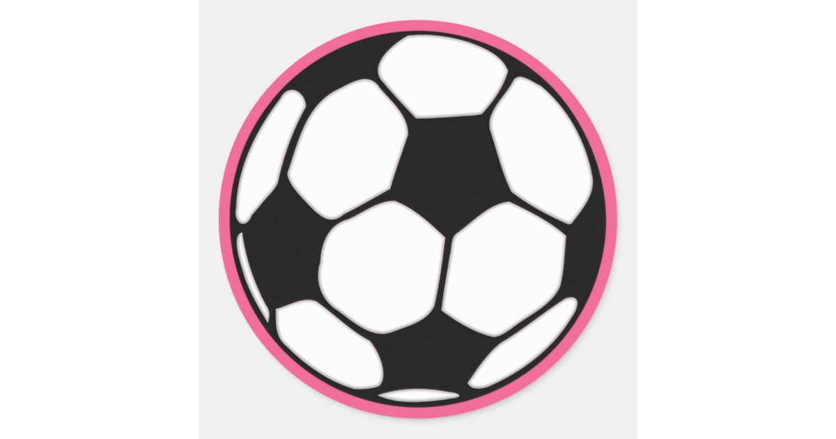 Soccer Ball Pink Girl's Birthday Party Classic Round Sticker | Zazzle