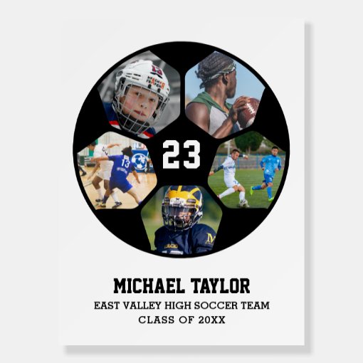 Soccer Ball Senior Graduation Sports Photo Collage Foam Board | Zazzle