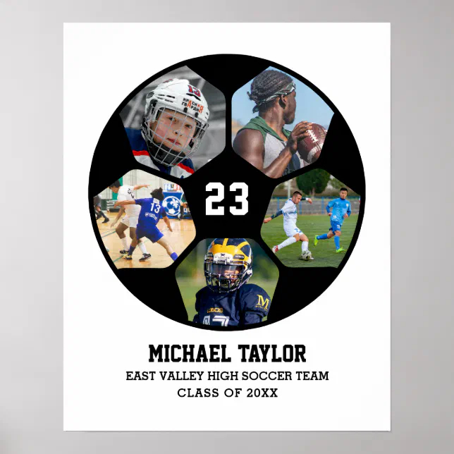 Soccer Ball Senior Graduation Sports Photo Collage Poster | Zazzle