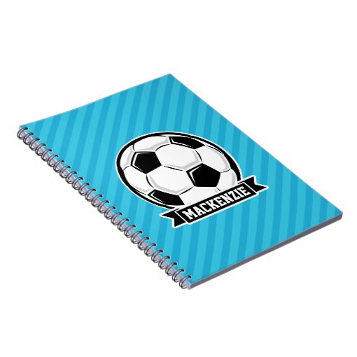 Soccer Ball; Sky Blue Stripes Notebook | Zazzle