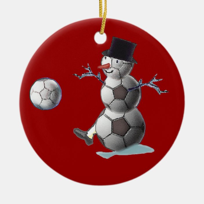Soccer Ball Snowman Ceramic Ornament | Zazzle.com