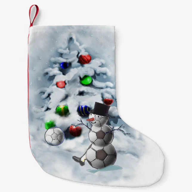Soccer Ball Snowman Christmas Small Christmas Stocking | Zazzle