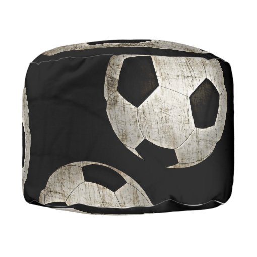 Soccer Ball Sport Black White Personalized Kids Pouf | Zazzle