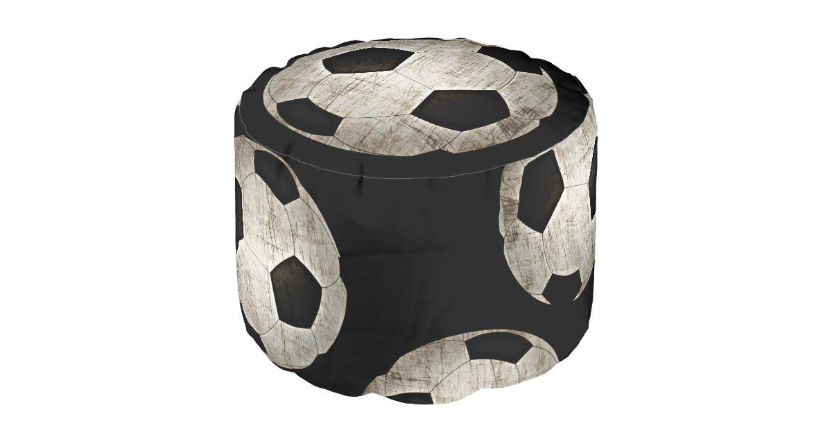 Soccer Ball Sport Black White Pouf | Zazzle