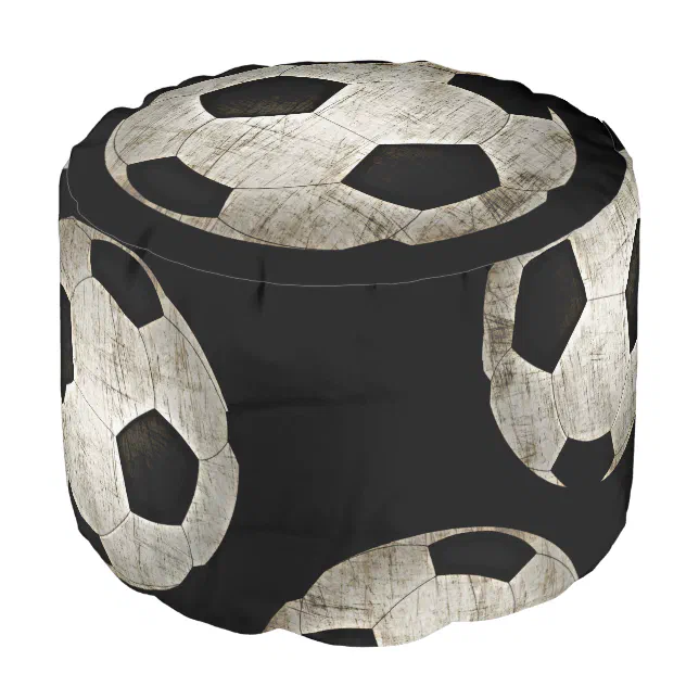 Soccer Ball Sport Black White Pouf | Zazzle