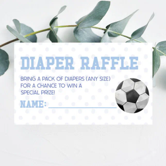Soccer Ball Sports Baby Shower Diaper Raffle Enclosure Card | Zazzle