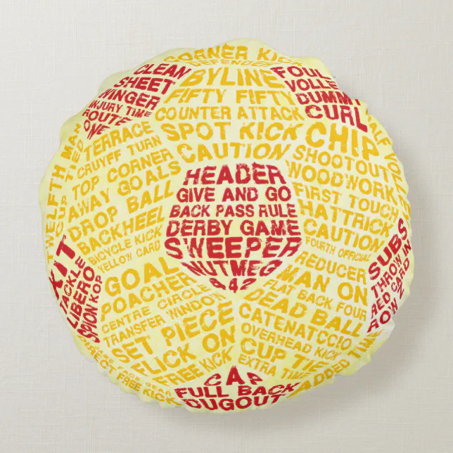 Soccer Ball Typography Calligram Round Pillow | Zazzle