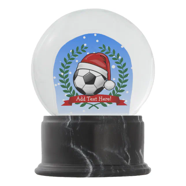Soccer Ball Wearing a Santa Hat Christmas Snow Globe | Zazzle