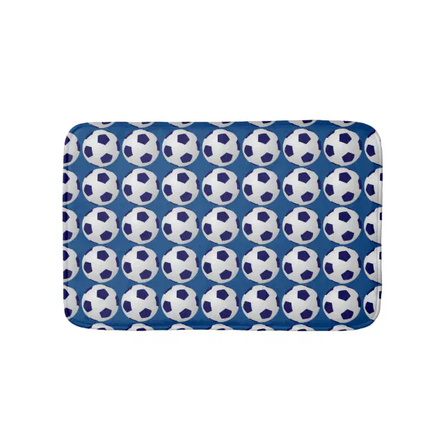 Soccer Balls Choose Your Color Plush Blue White Bath Mat | Zazzle
