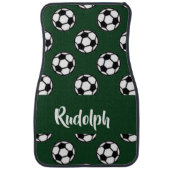 Soccer balls green pattern car floor mat | Zazzle