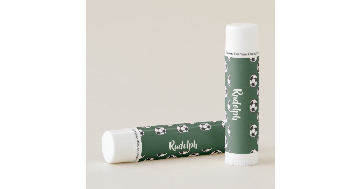Soccer balls green pattern lip balm | Zazzle