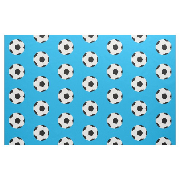 Soccer balls on blue, pattern fabric | Zazzle