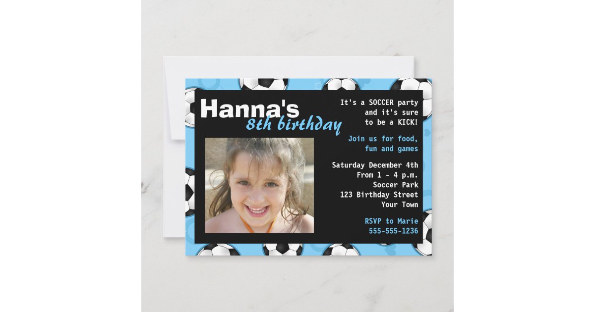 Soccer Birthday Party Invitation Blue | Zazzle