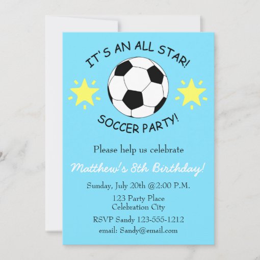 Soccer Birthday Party kids invitation customizable | Zazzle