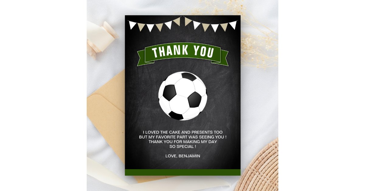 Soccer Birthday Party Thank You Card | Zazzle