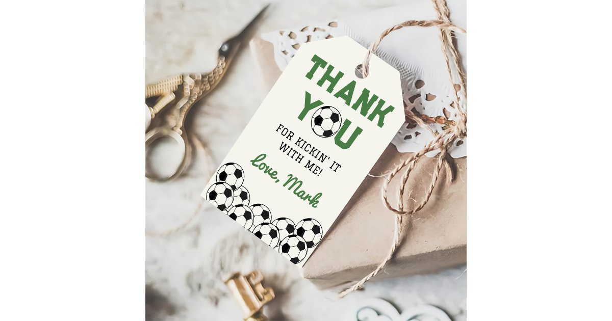 Soccer Birthday Thank You Gift Tags | Zazzle