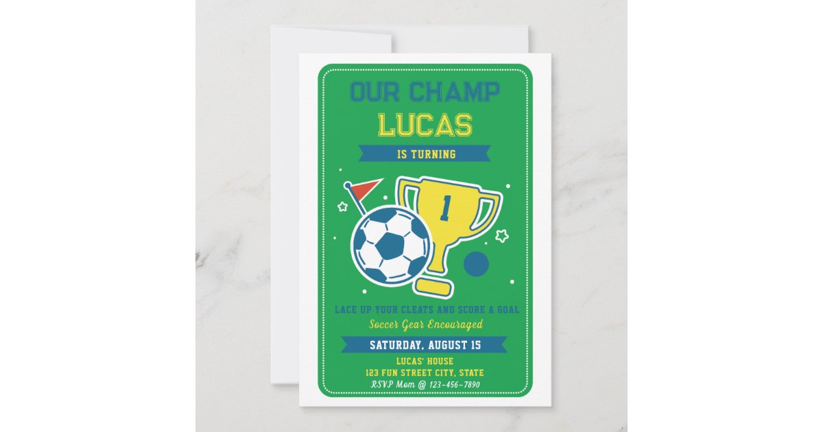 Soccer Champion 1st Birthday Invitation | Zazzle