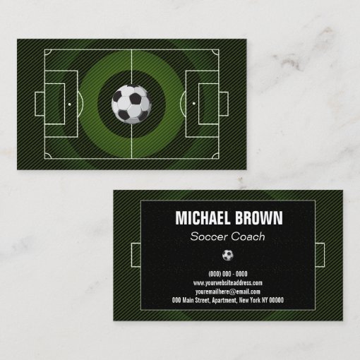 Soccer Coach Football Trainer black Business Card | Zazzle