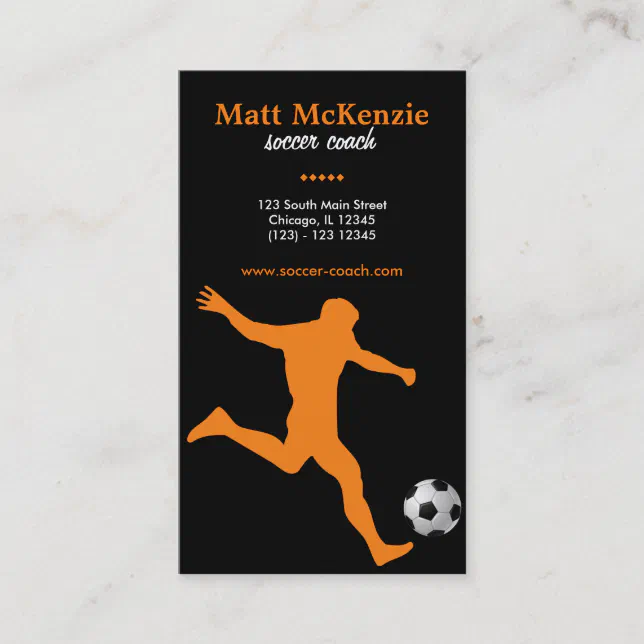 Soccer Coach (Orange) Business Card | Zazzle