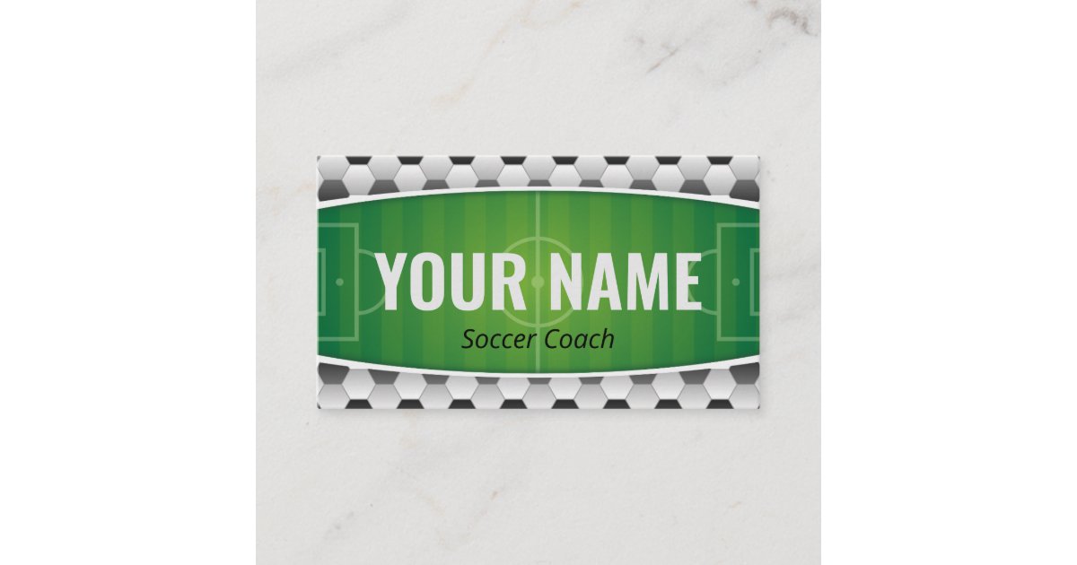 Soccer Coach Player Green Field Modern Ball Sport Business Card | Zazzle