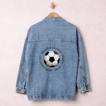 Soccer Football Ball Custom Text Denim Jacket | Zazzle