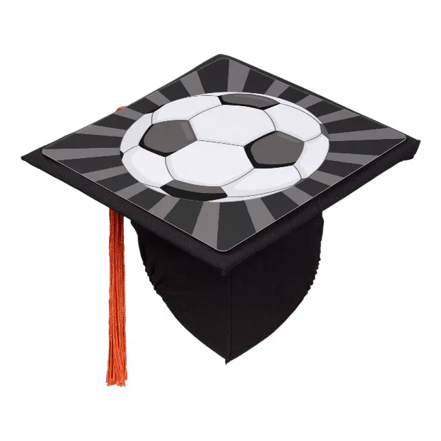Soccer Football Black Grey Rays | Sports Graduation Cap Topper | Zazzle