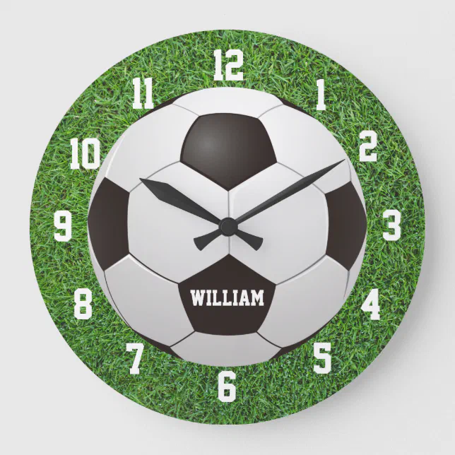 Soccer Football Personalized Name Large Clock | Zazzle