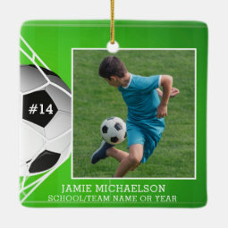 Soccer Football Photo Personalized Ceramic Ornament | Zazzle