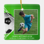 Soccer Football Photo Personalized Ceramic Ornament | Zazzle