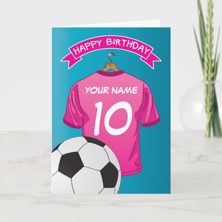 Soccer Football Pink Girls Shirt Sports Birthday Card | Zazzle
