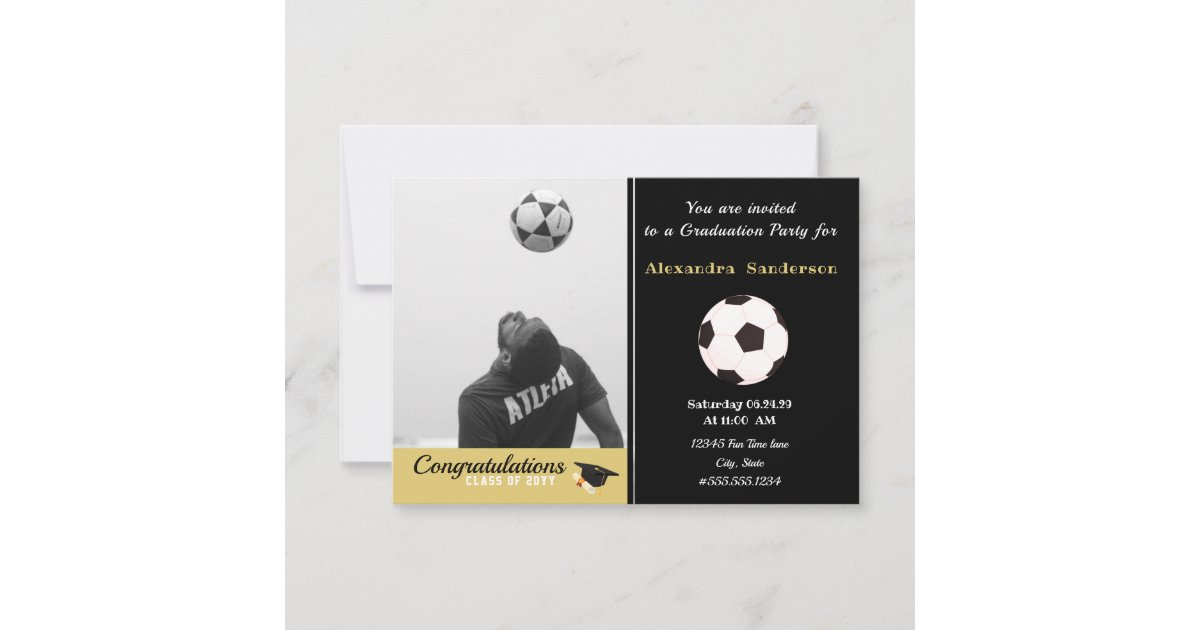 Soccer Football player graduation Photo party | Zazzle