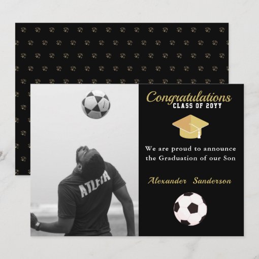 Soccer Football player graduation Photo party Announcement | Zazzle