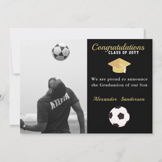 Soccer Football player graduation Photo party Announcement | Zazzle.com
