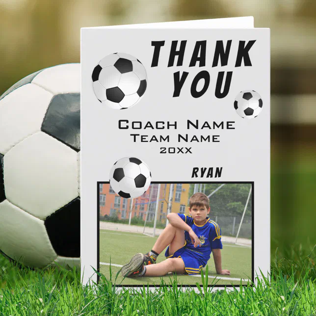 Soccer / Football Sports Thank you Coach Card | Zazzle