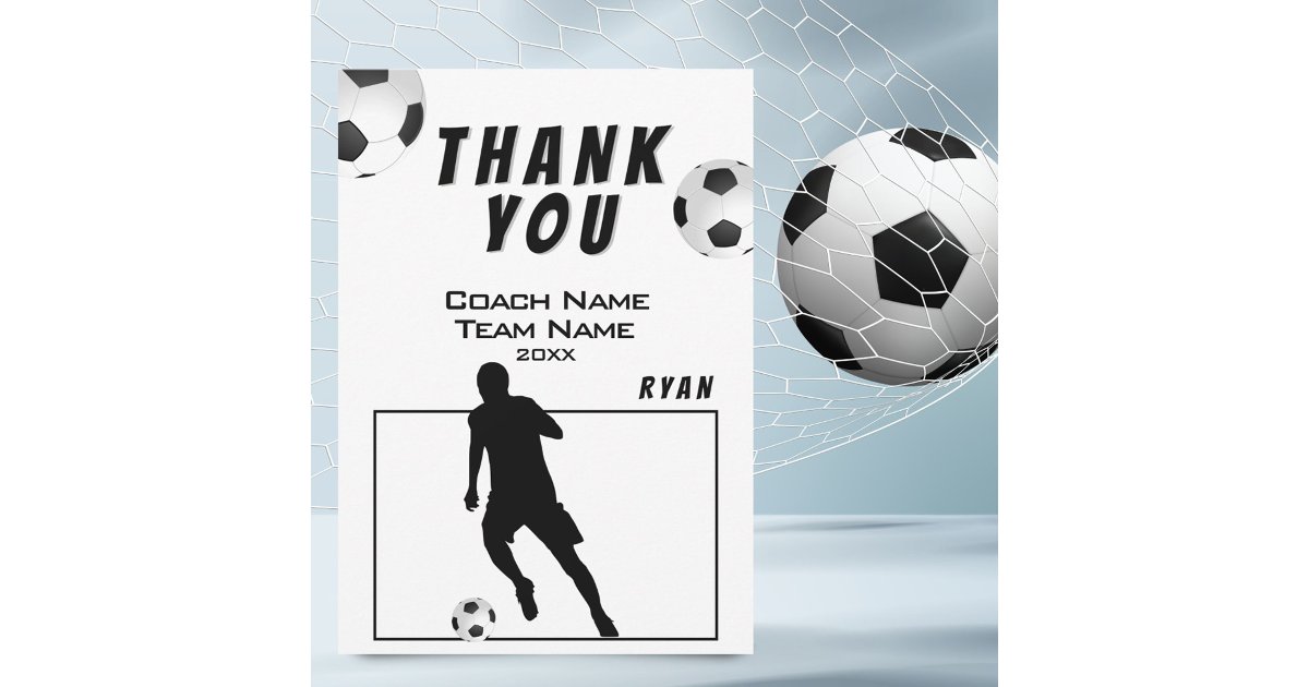 Soccer / Football Thank you Coach Card | Zazzle