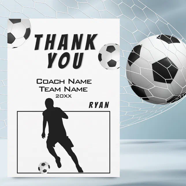 Soccer / Football Thank you Coach Card | Zazzle