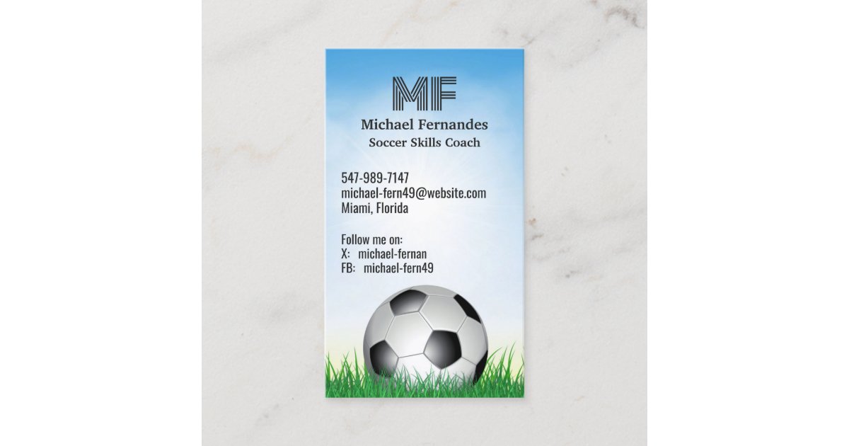 Soccer Futball Coach Business Card | Zazzle