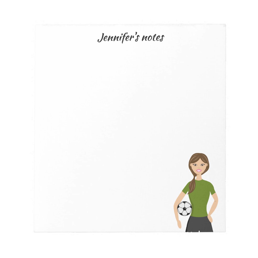 Soccer Girl Illustration & Custom Title Notepad | Zazzle