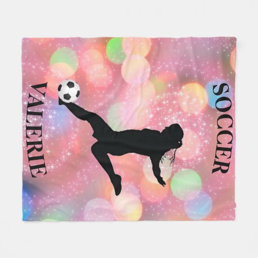 Soccer Girls Fleece Blanket w/ Personalized Name | Zazzle