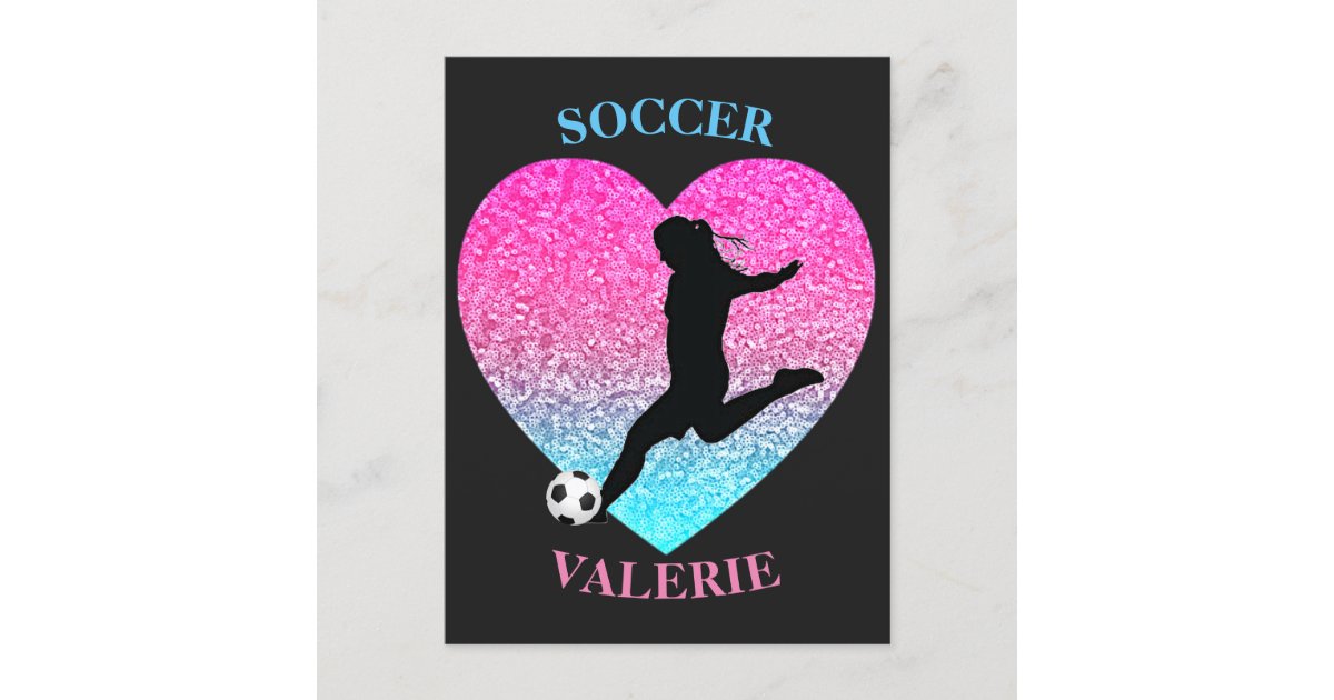 Soccer Girls Heart Postcard | Zazzle